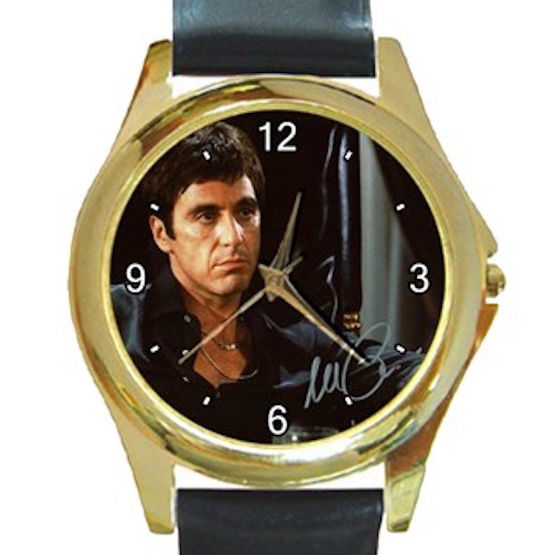 Scarface Movie Tony Montana Al Pacino Unisex Round Gold Metal Watch