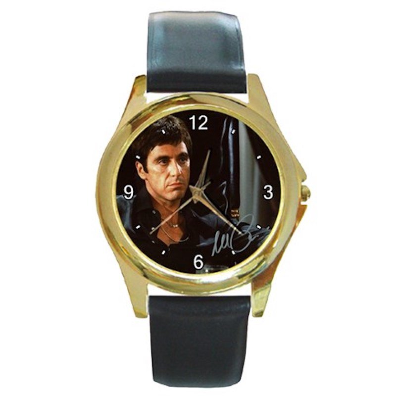Scarface Movie Tony Montana Al Pacino Unisex Round Gold Metal Watch
