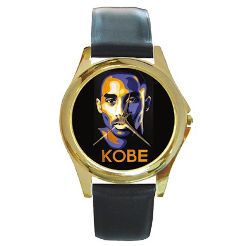 Kobe Bryant Art Portrait Unisex Round Gold Metal Watch