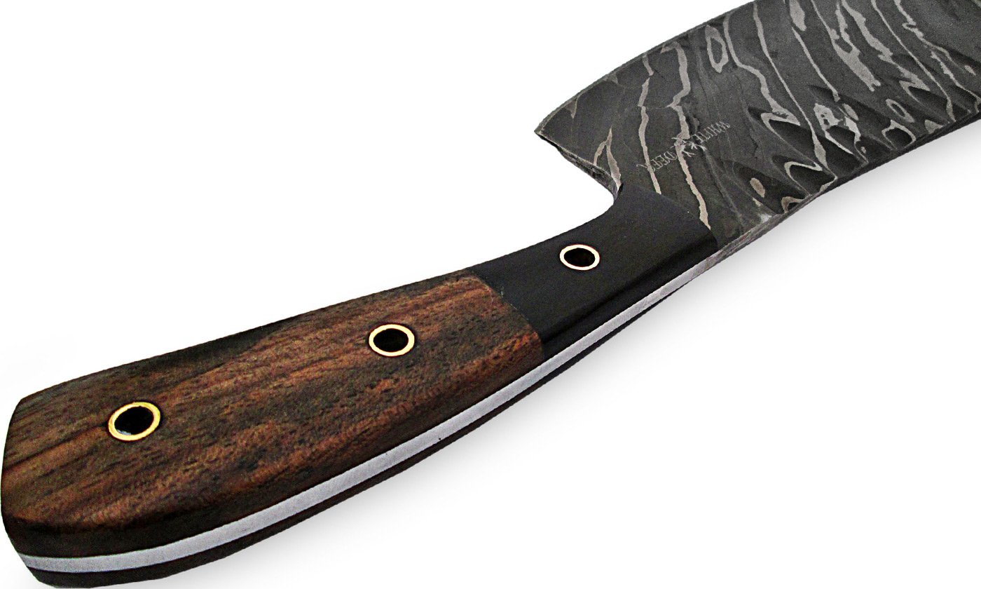 White Deer Grooved Damascus Steel Butchers Cleaver Knife Horn ...