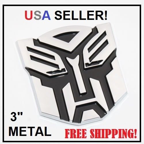 Chrome 3D Autobot 3 Inch Transformers Emblem Badge Decal Car Stickers Truck