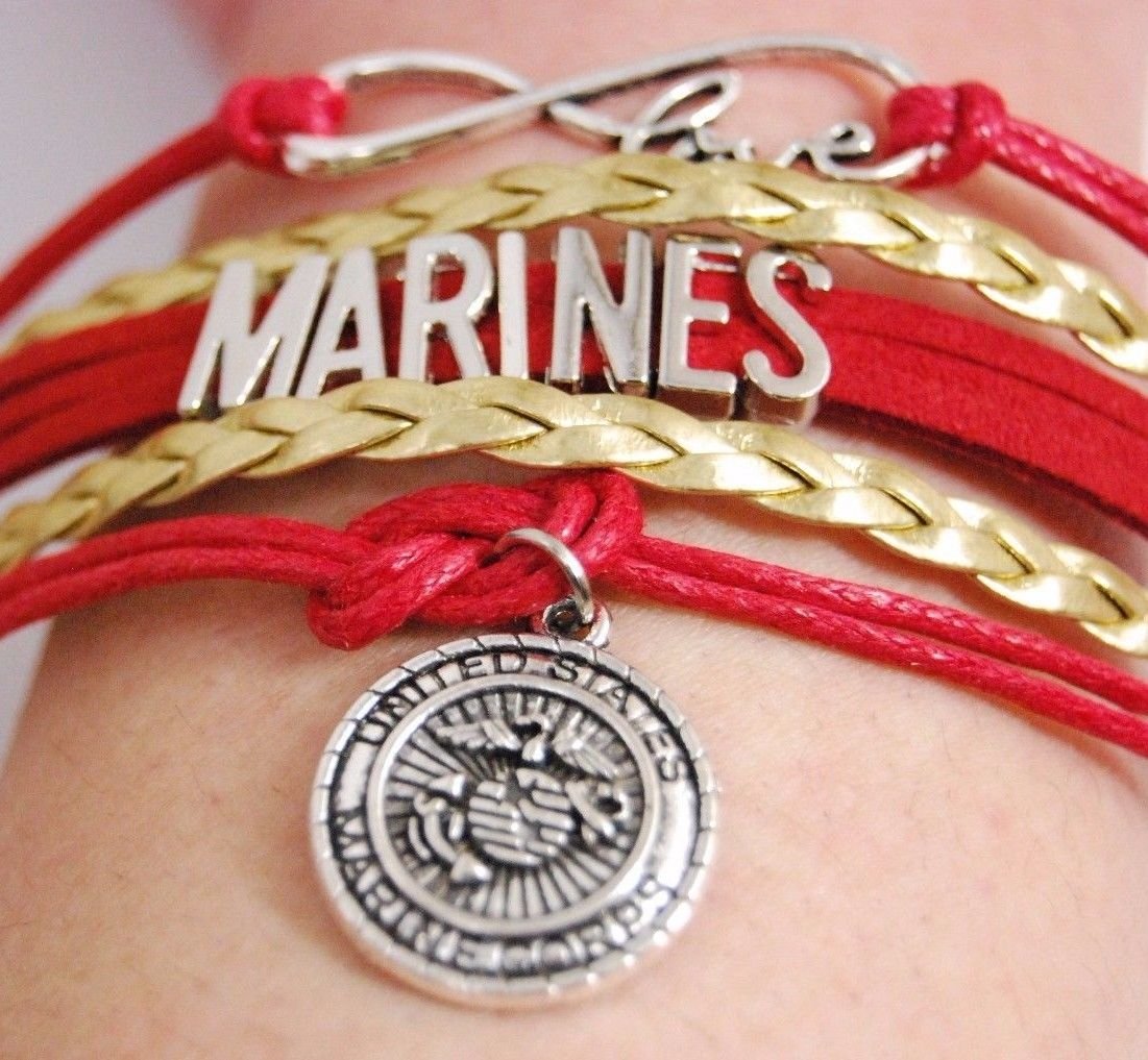 USMC - MARINE CORPS - MARINE INFINITY CORD CHARM BRACELET JEWELRY