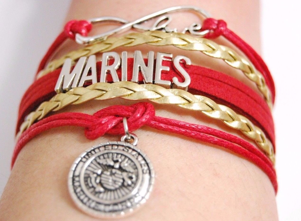 USMC - MARINE CORPS - MARINE INFINITY CORD CHARM BRACELET JEWELRY