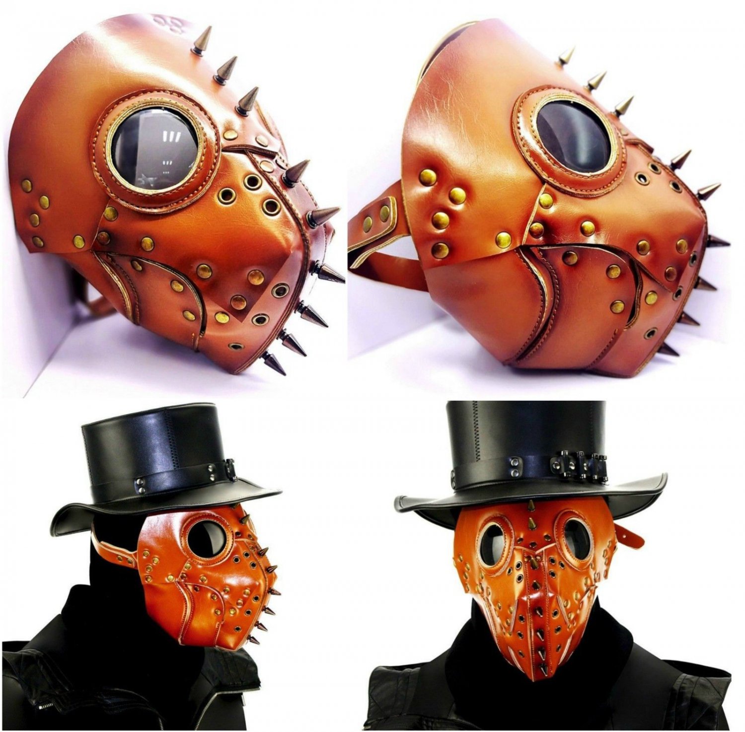 Halloween Devil Ghost Face Mask Leather Grimace Cosplay Steampunk ...