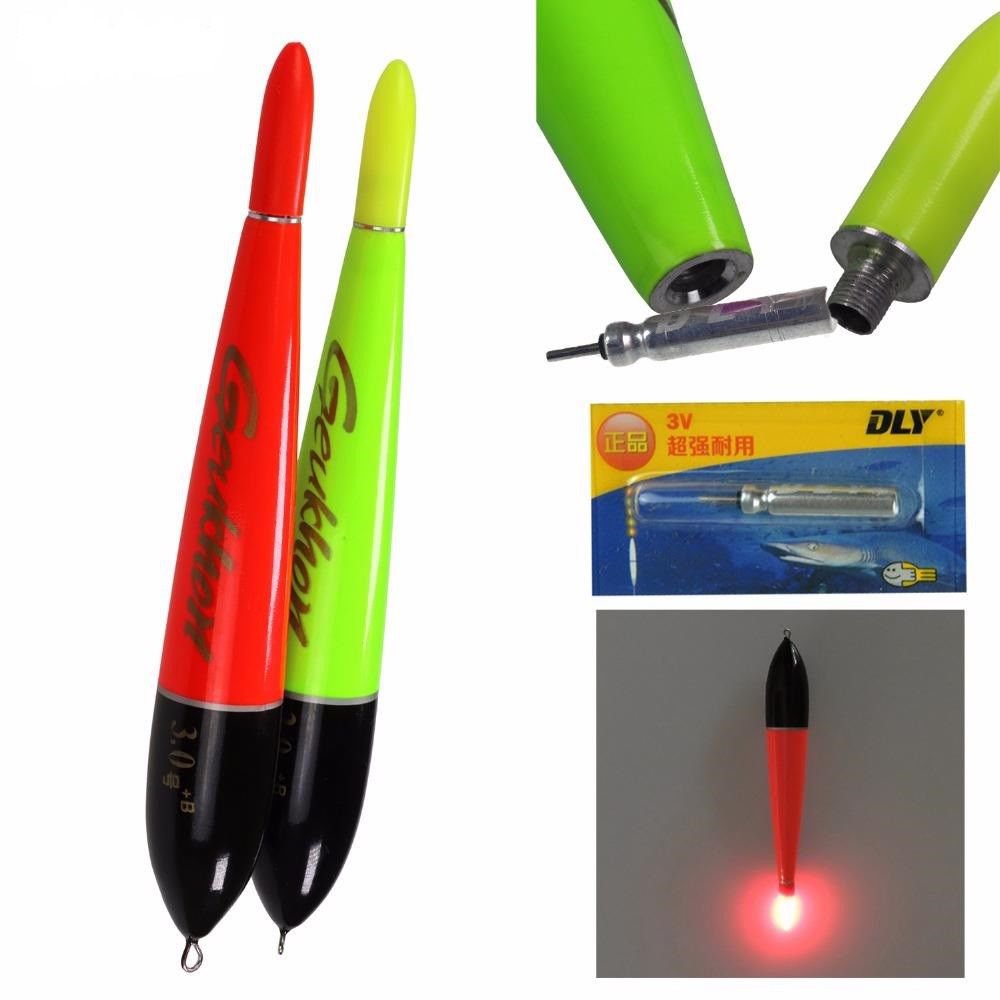 Fishing Floats Electronic LED Wood Bobber Night Visible Tackle Light ...