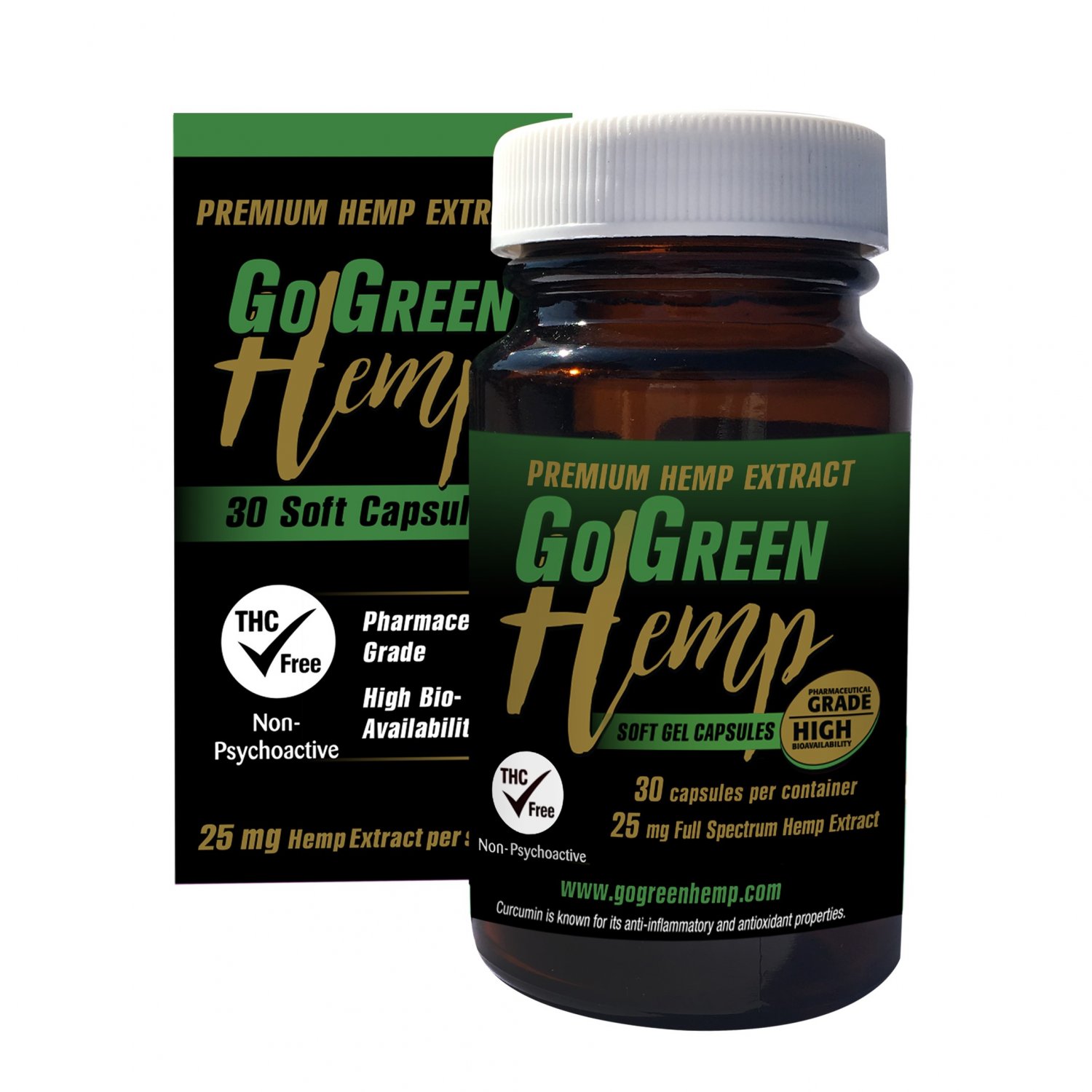 GoGreen Hemp Soft Gel Capsules 25mg, 30 capsules