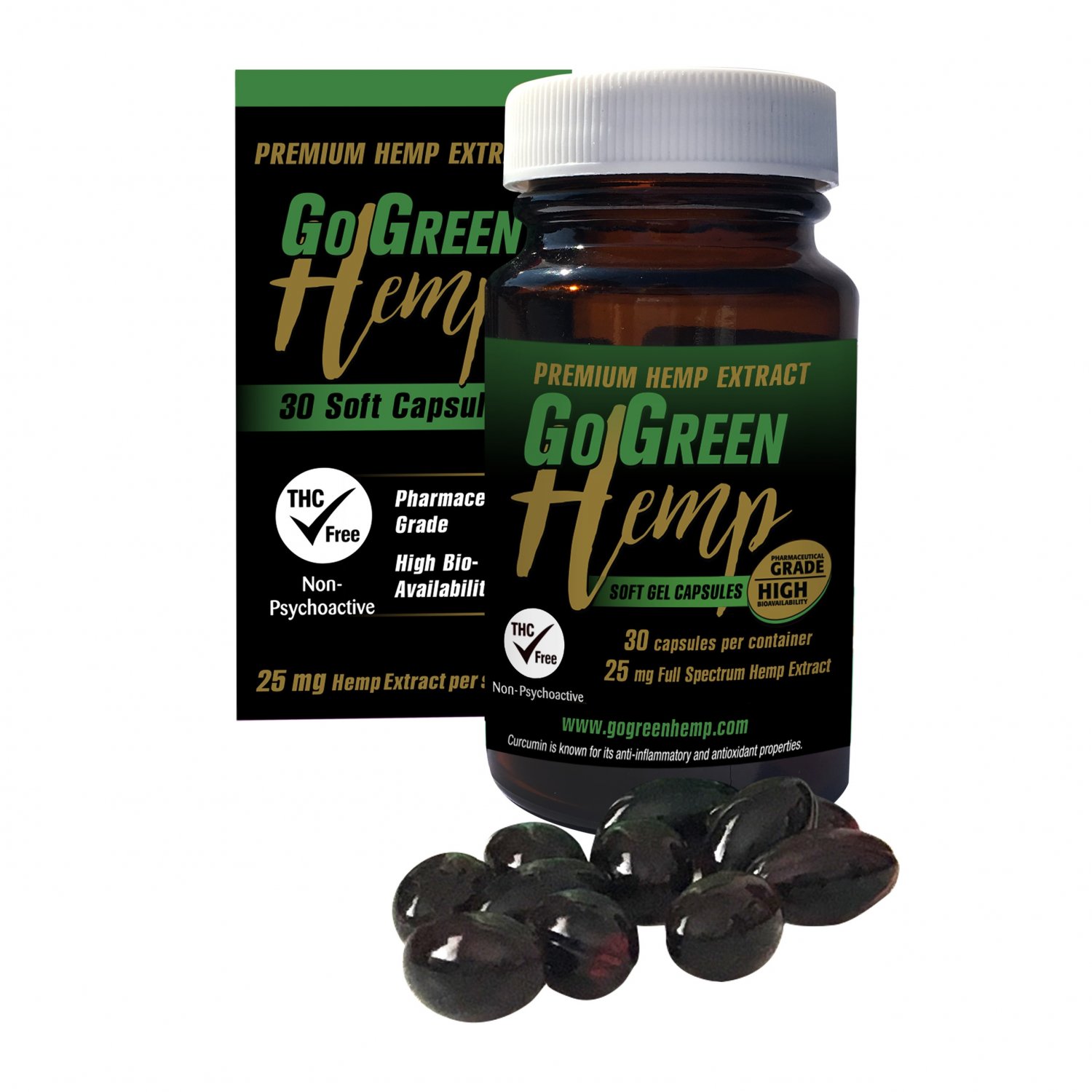 GoGreen Hemp Soft Gel Capsules 25mg, 30 capsules