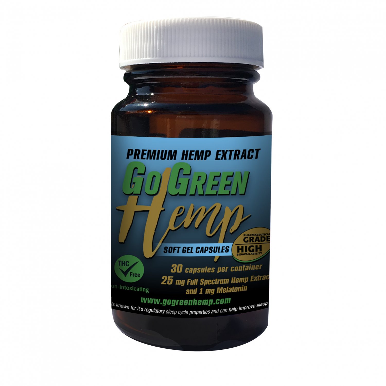 GoGreen Hemp Soft Gel Capsules 25mg with Melatonin, 30 Capsules
