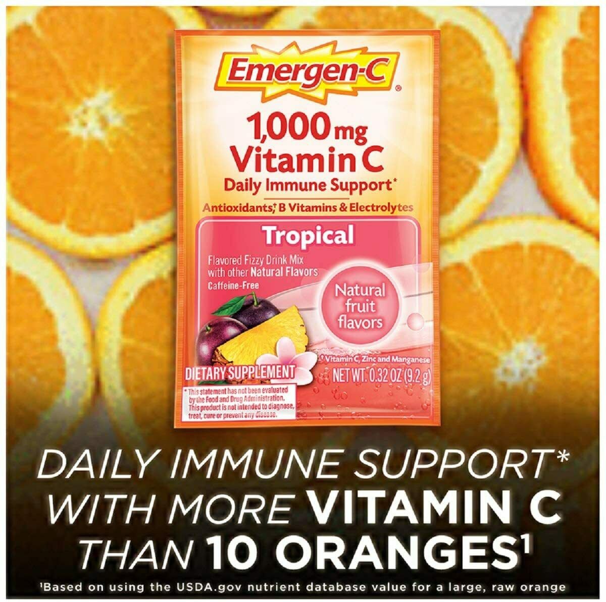 Emergen-C 1000mg Vitamin C Daily Immune Support Drink Mix - Tropical ...
