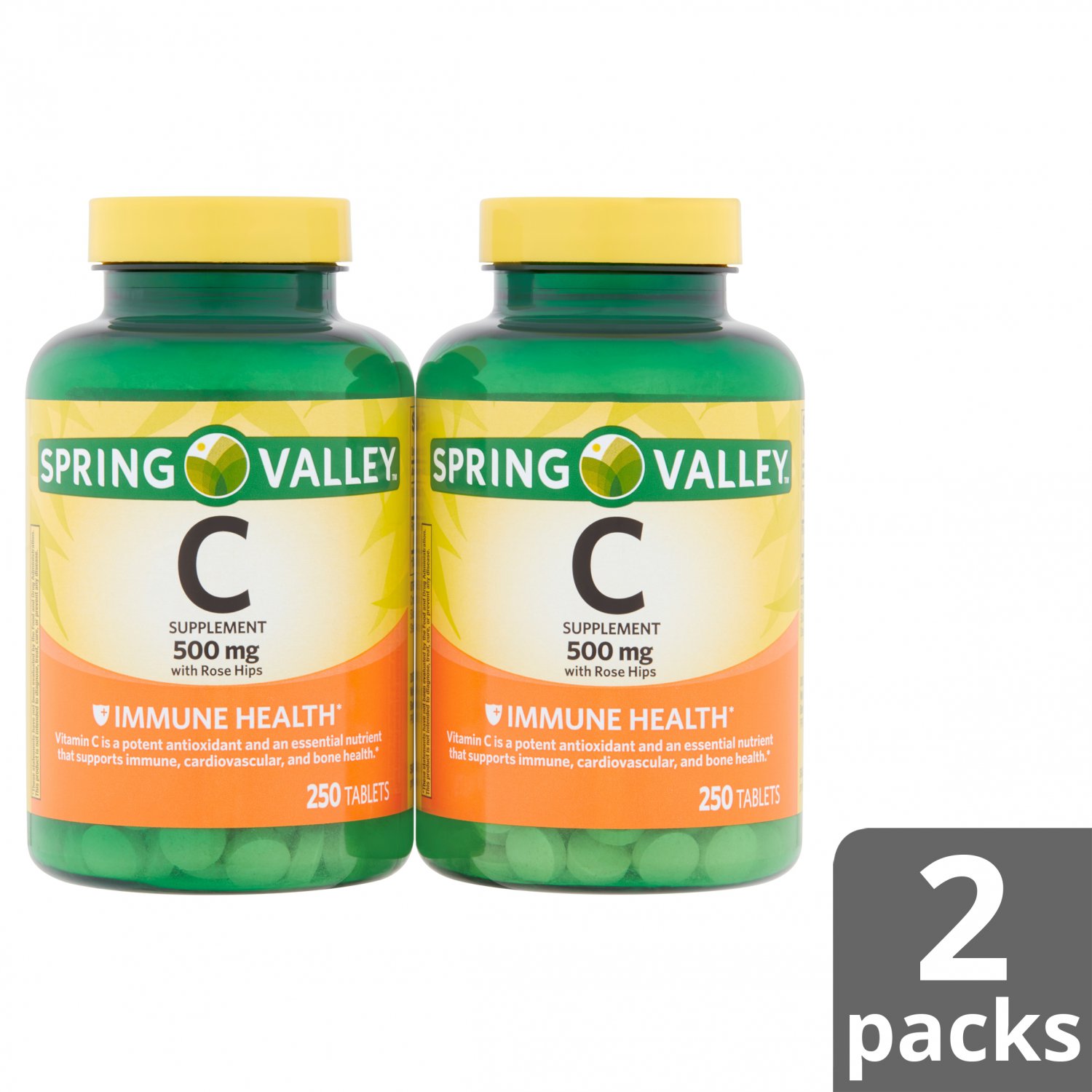 Spring Valley Vitamin C 500mg, With Rose Hips, 250 Tablets, 2-Pack, EXP ...