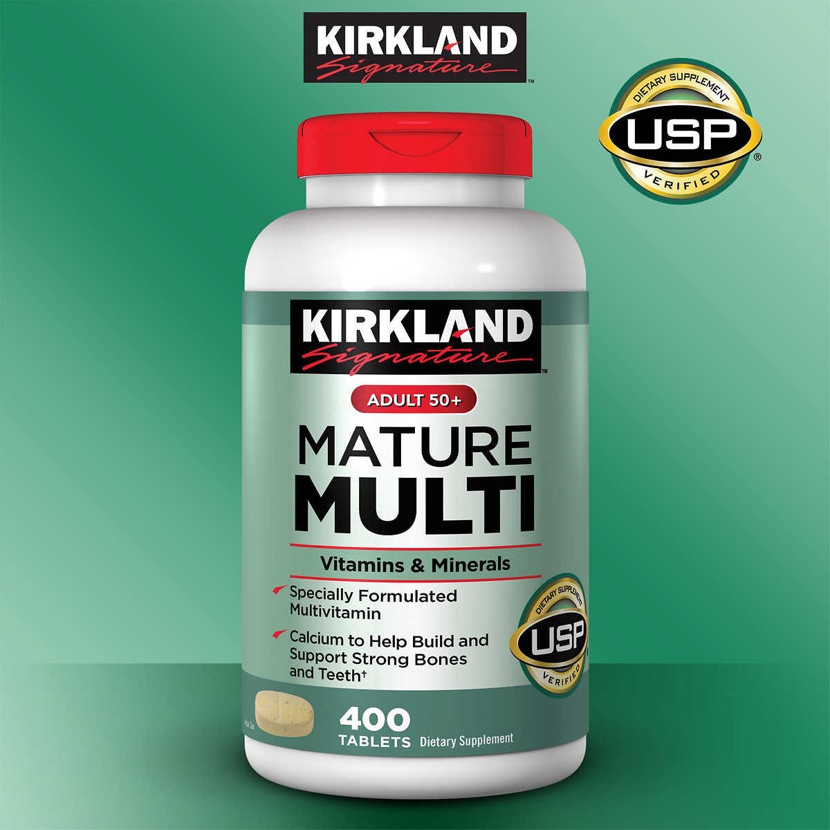 Kirkland Signature Mature Multi, Adult 50+ Multivitamin, 400 Tablets ...