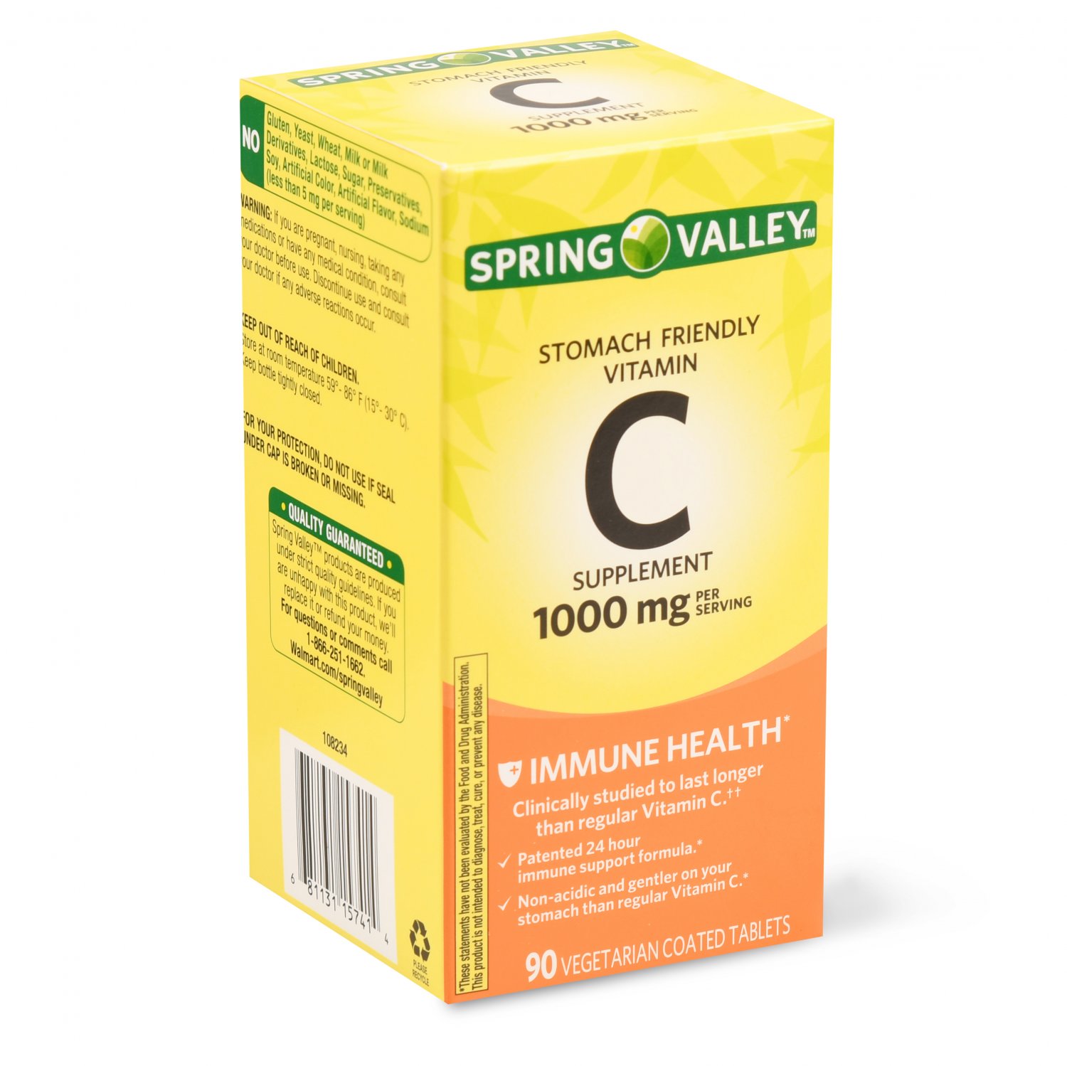 Spring Valley Stomach-Friendly Vitamin C 500 mg, 90 Tablets - exp 02/2023