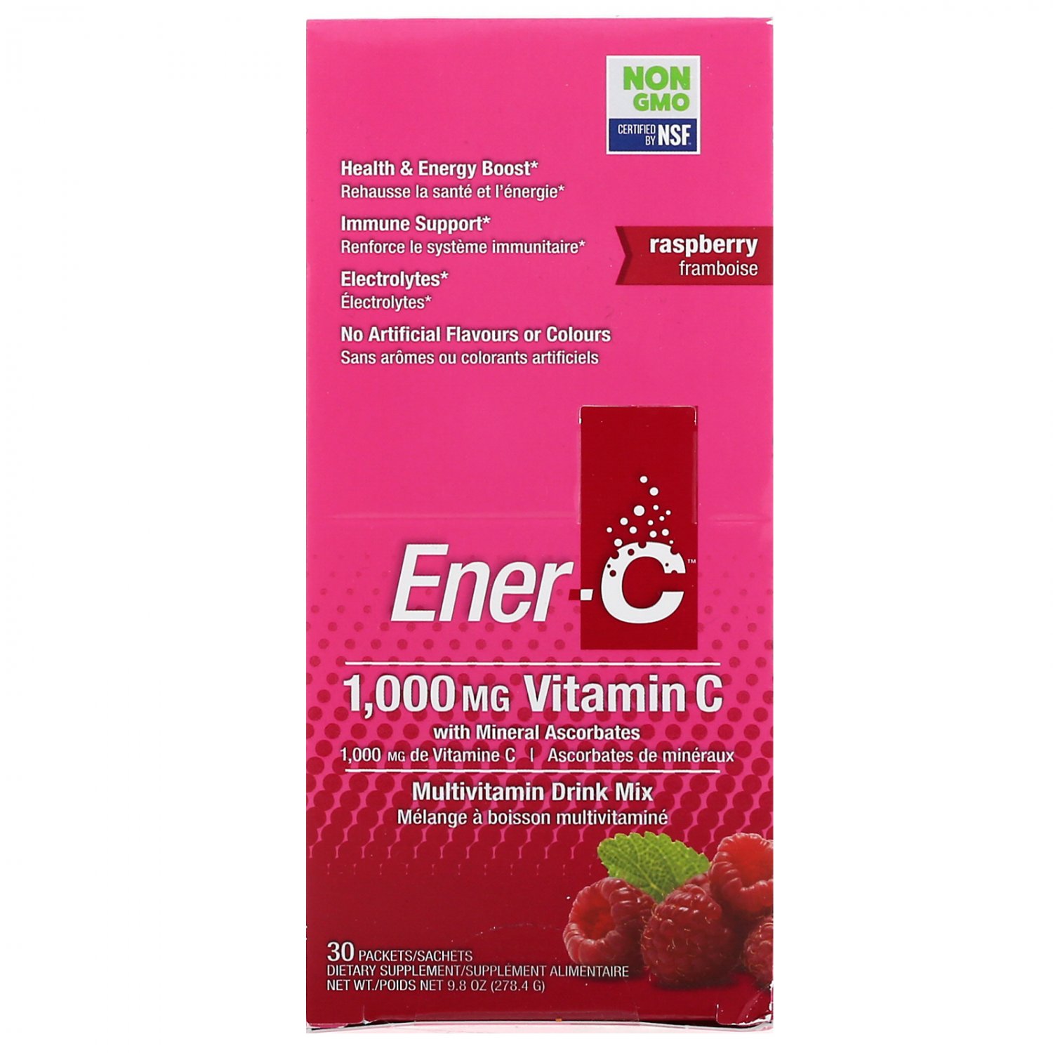 Ener-C 1000 mg Vitamin C Multivitamin Drink Mix Raspberry 30 ct