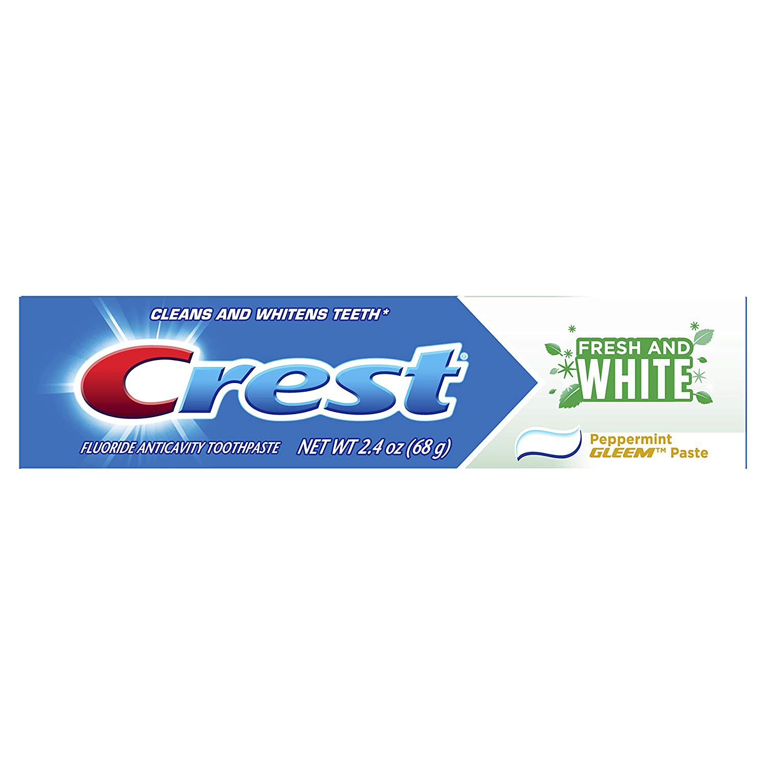 Crest Fresh and White Toothpaste, Peppermint Gleem Paste, 2.4 oz (68 g)