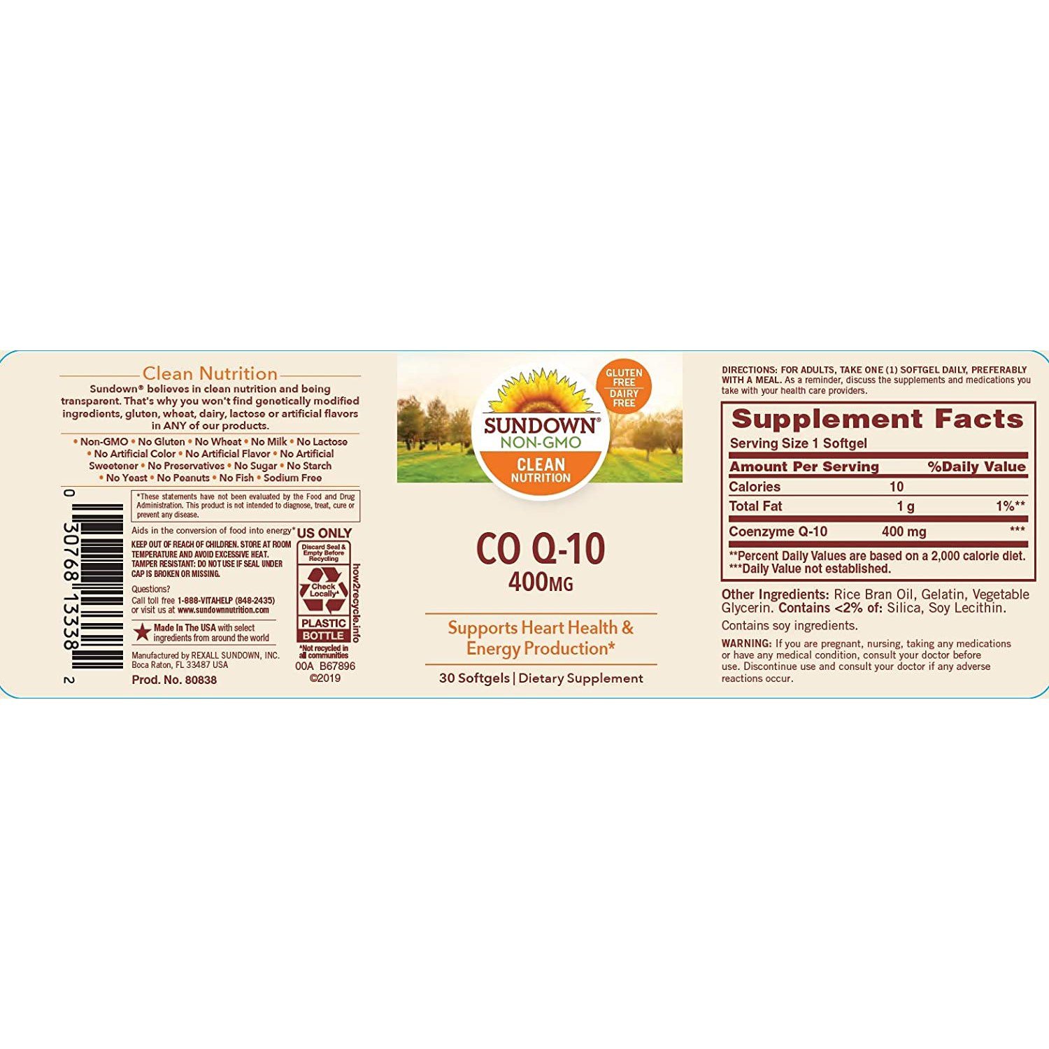 Sundown Co Q-10, 400 mg, 30 Softgels, Non-GMO