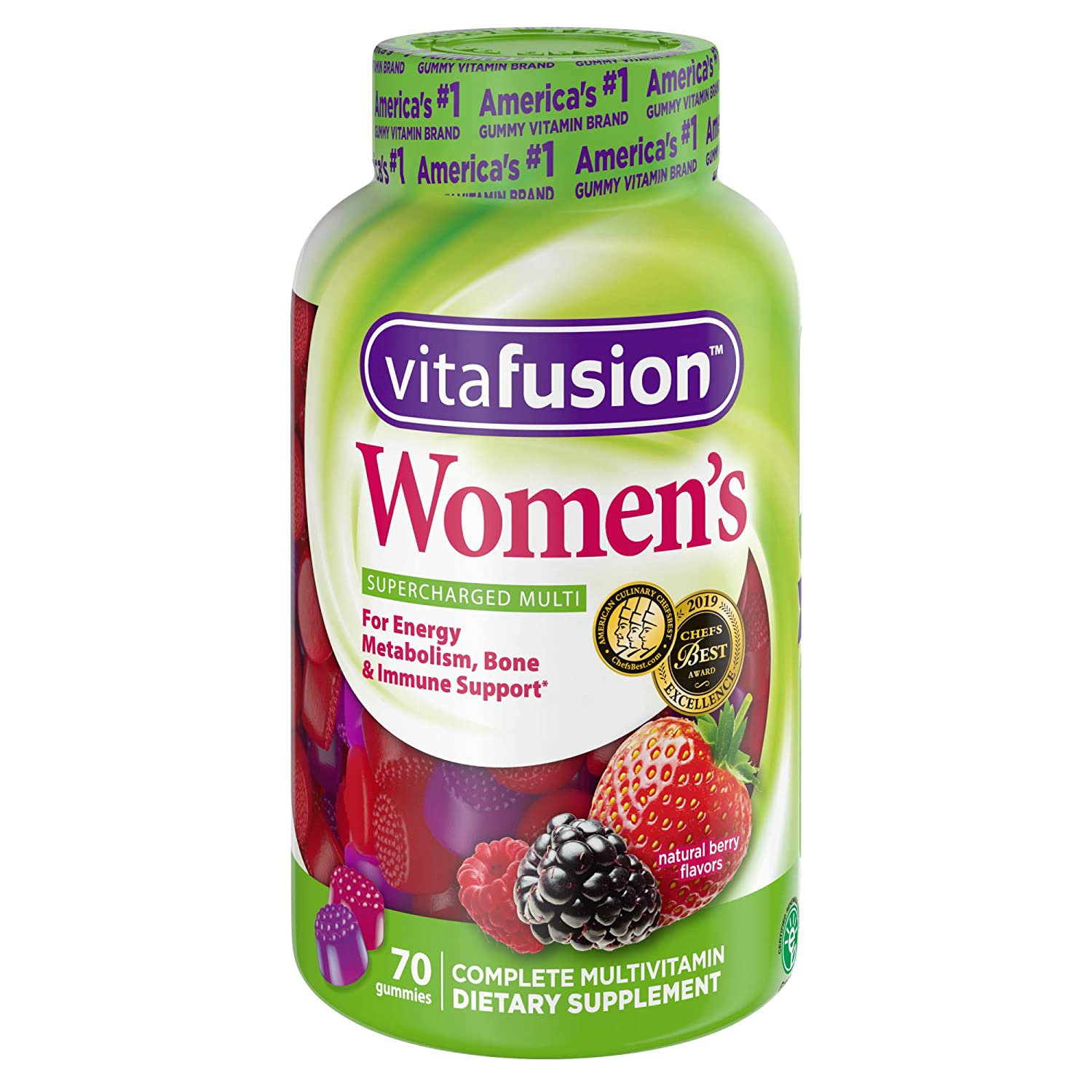 Vitafusion Women's Supercharged Multi, Complete Multivitamin, Berry, 70 ...