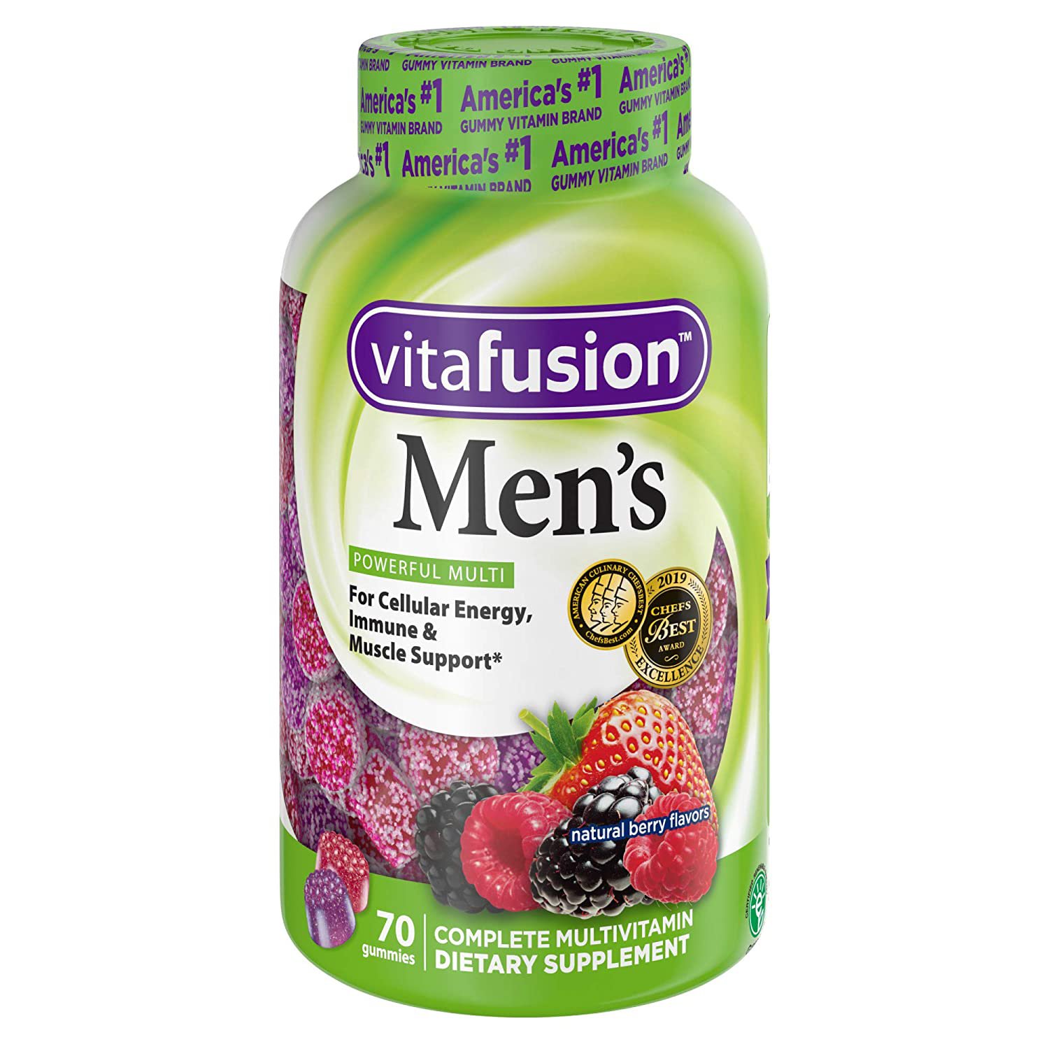 Vitafusion Men's Powerful Multi, Complete Multivitamin, Berry, 70 Gummies