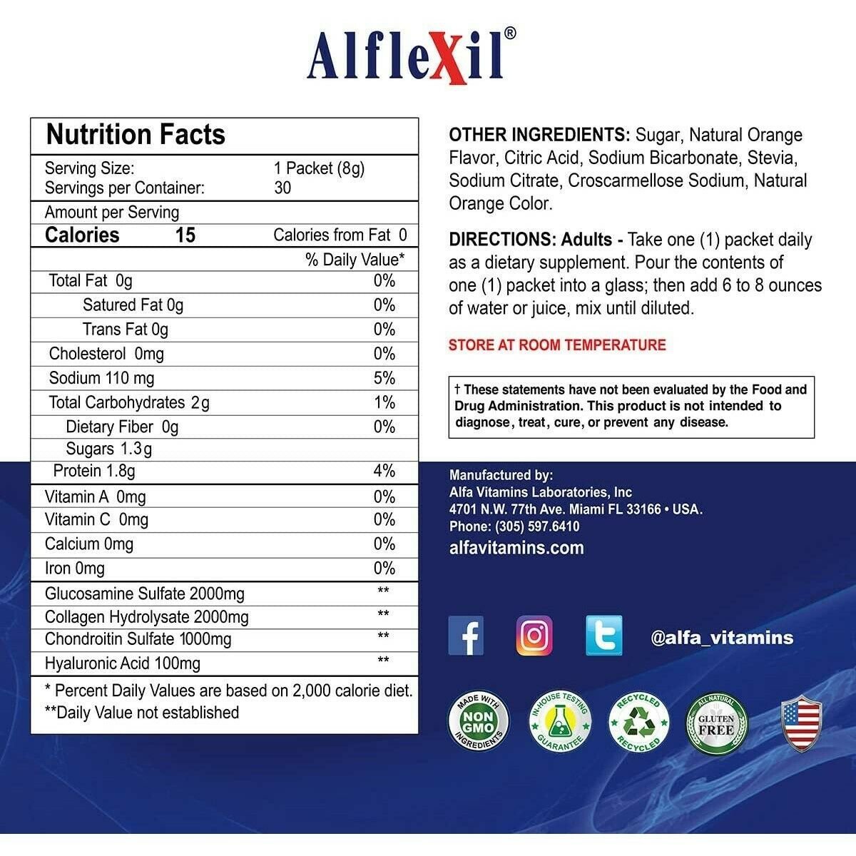 Alfa Vitamins Alflexil Glucosamine + Chondroitin + Collagen + HA Drink ...