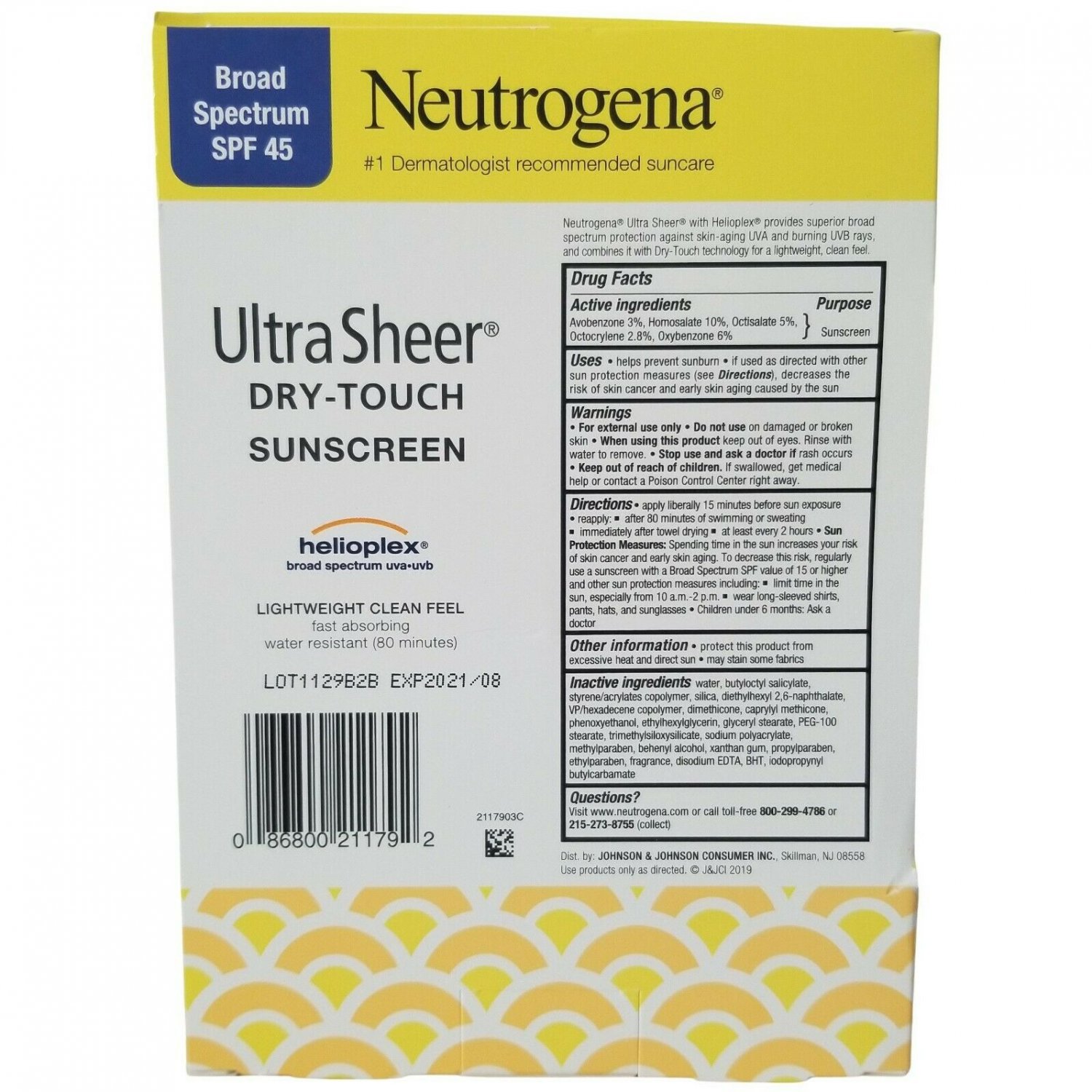 Neutrogena Ultra Sheer Dry Touch SPF 45 Sunscreen Lotion 88 ml (3 fl oz ...