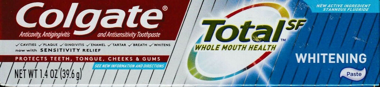 Colgate Total SF Toothpaste, Whitening Paste, 1.4 oz (39.6 g)