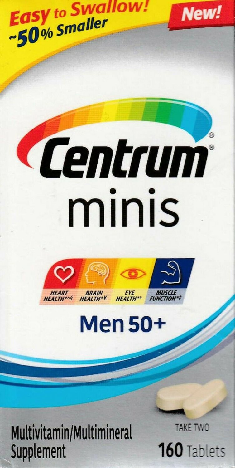 Centrum Minis Men 50+ Multivitamin/Multimineral Supplement, 160 Tablets
