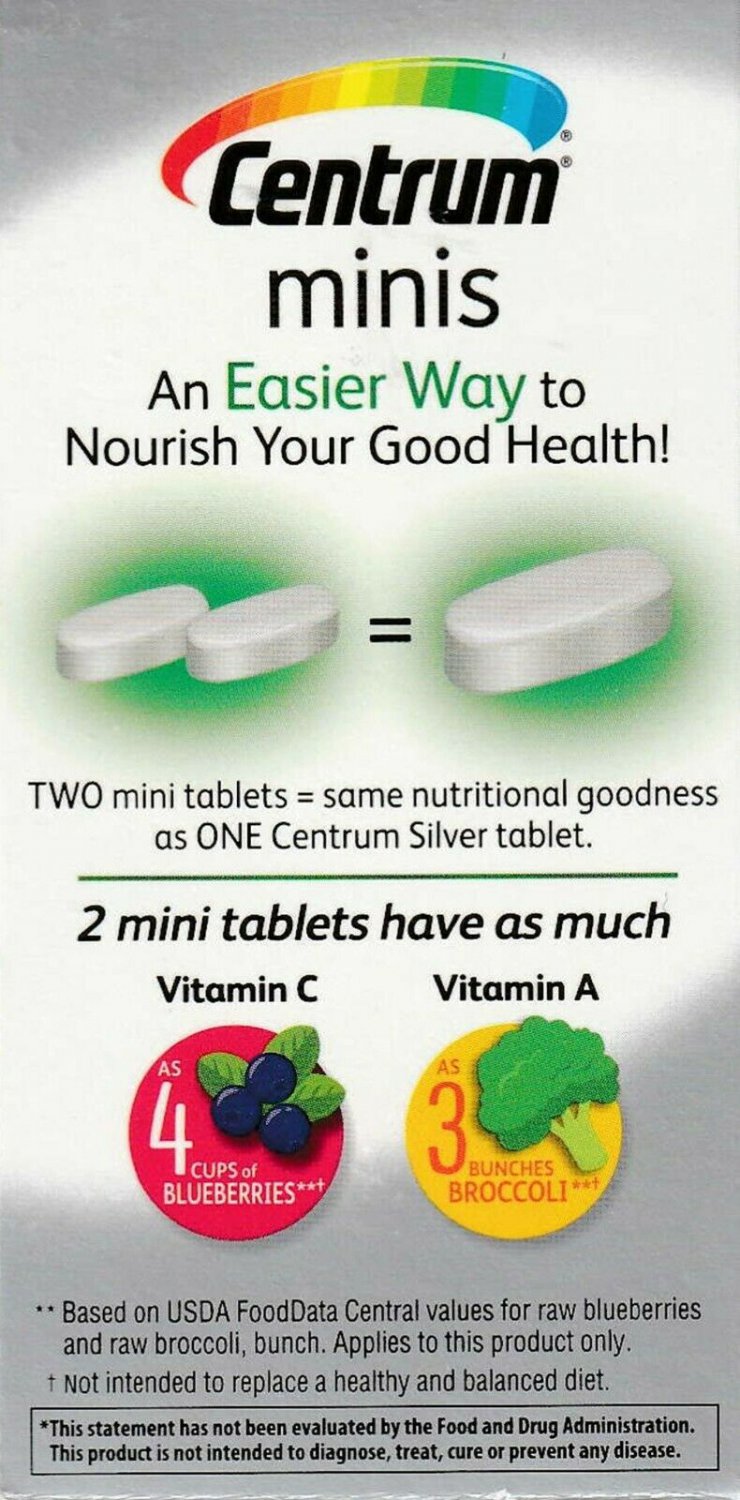 Centrum Minis Adults 50+ Multivitamin/Multimineral Supplement, 180 Tablets