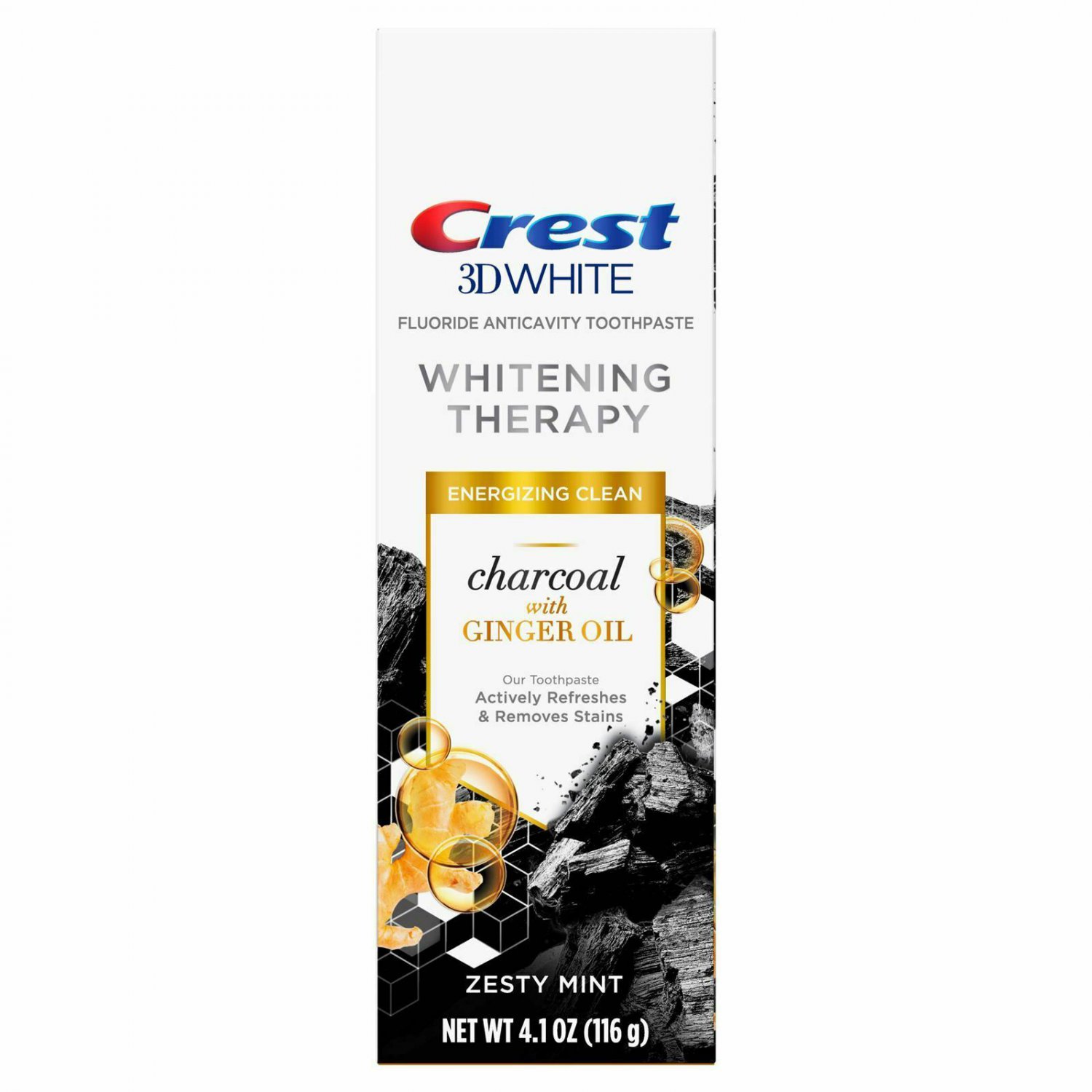 Crest 3D White Whitening Therapy Charcoal & Ginger Oil Toothpaste, 4.1 ...