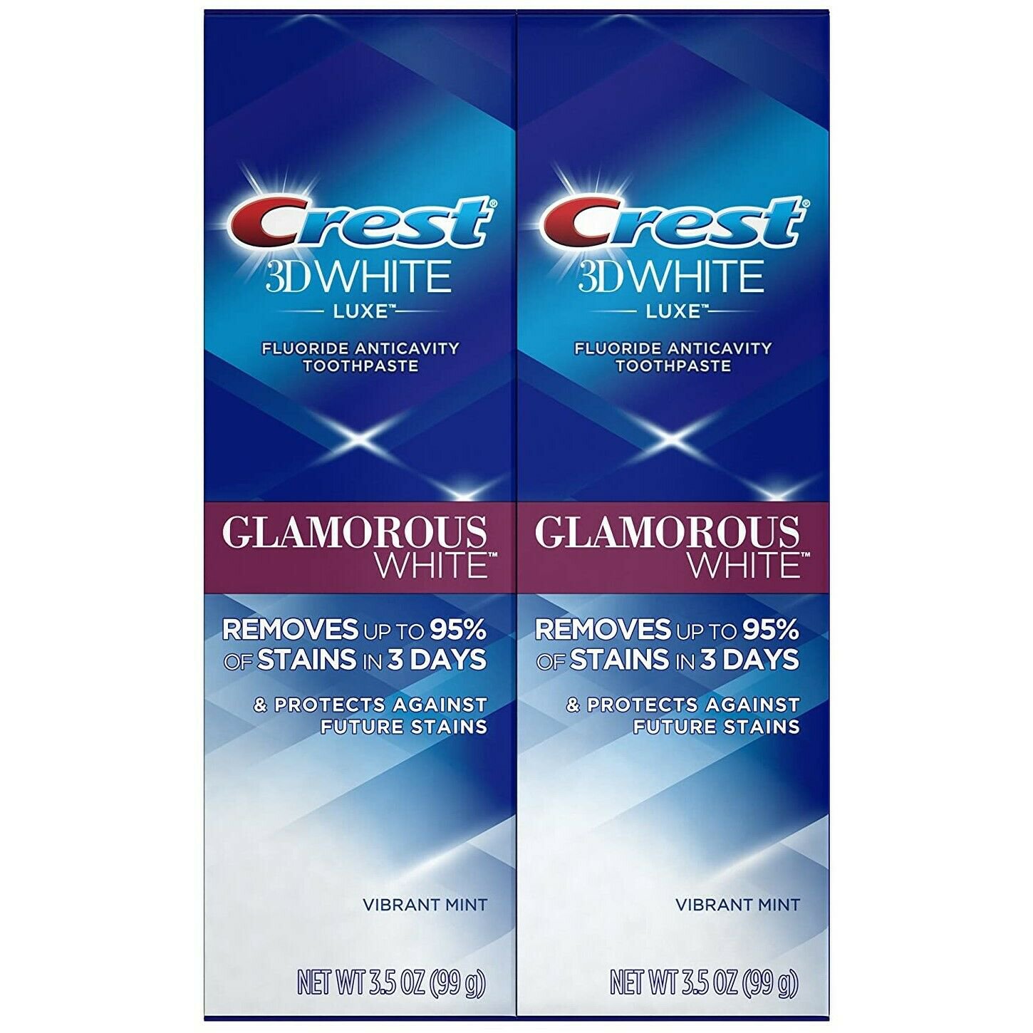 Crest 3D White Luxe Glamorous White Toothpaste, 3.5 oz (99 g), 2 PACK
