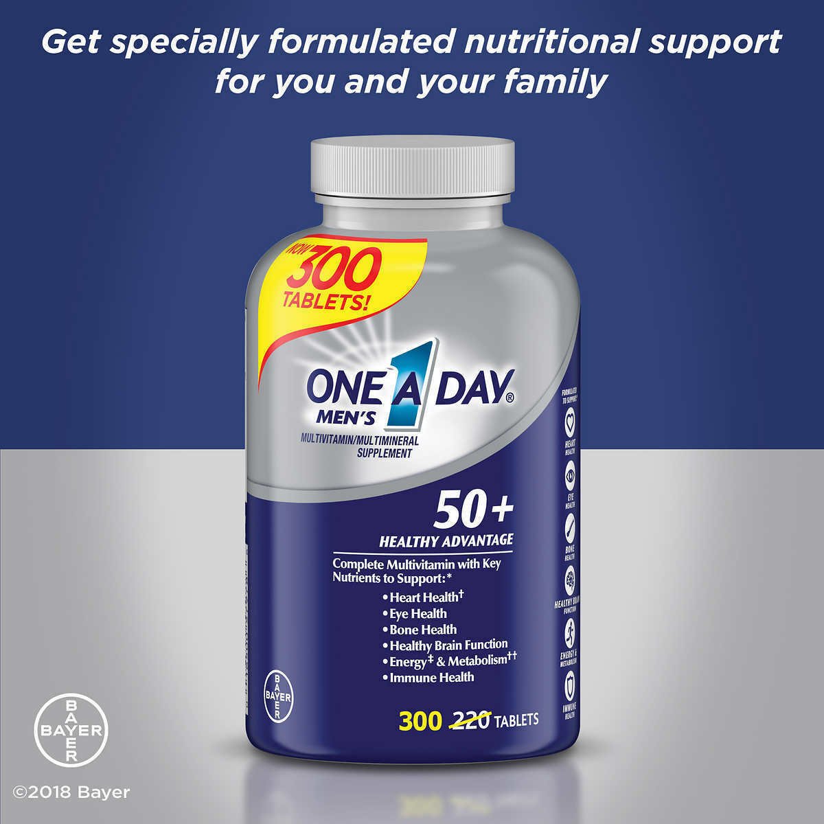 Bayer One A Day Men's 50+ Multivitamin/Multimineral Dietary Supplement ...