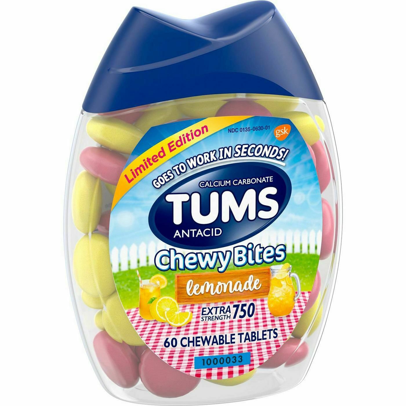 Tums Chewy Bites Extra Strength Calcium Carbonate Antacid, 60 Tablets ...