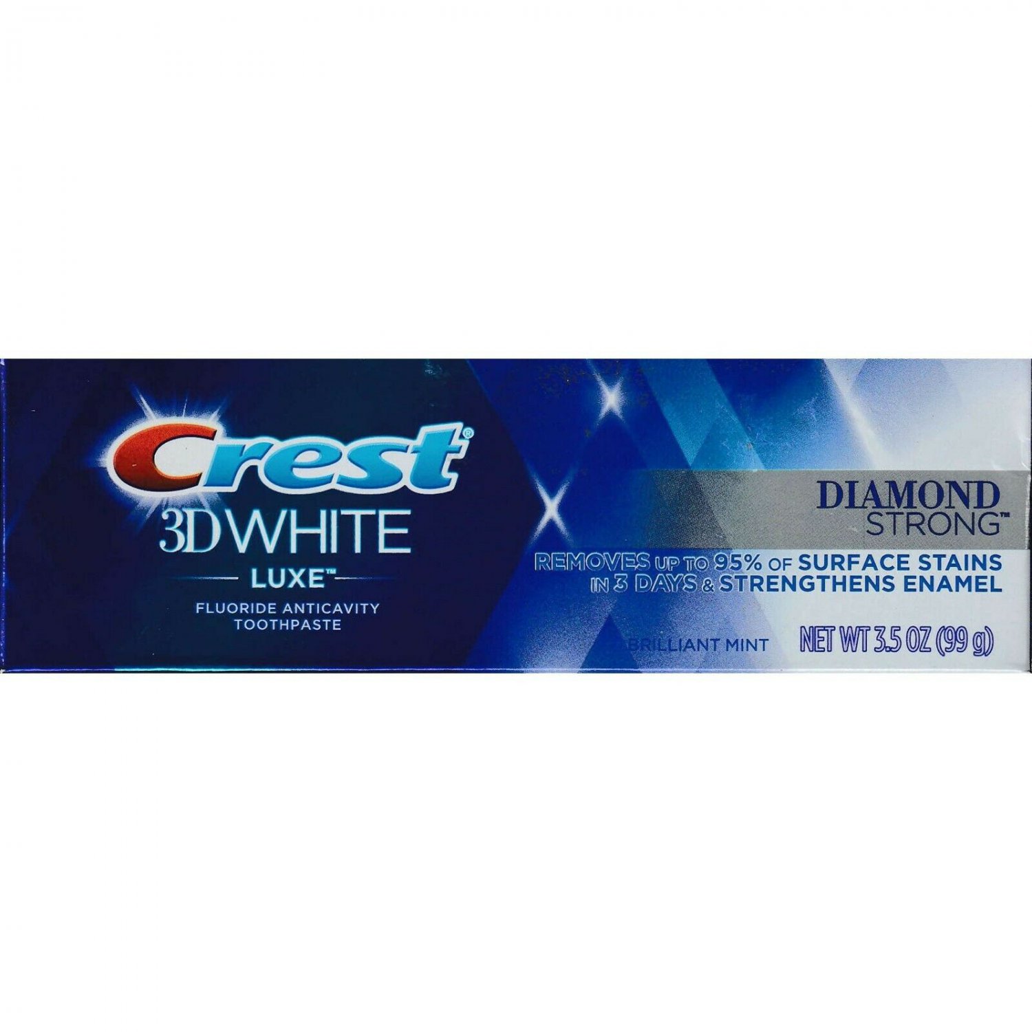 Crest 3D White -LUXE- Diamond Strong Toothpaste, Brilliant Mint, 99 g