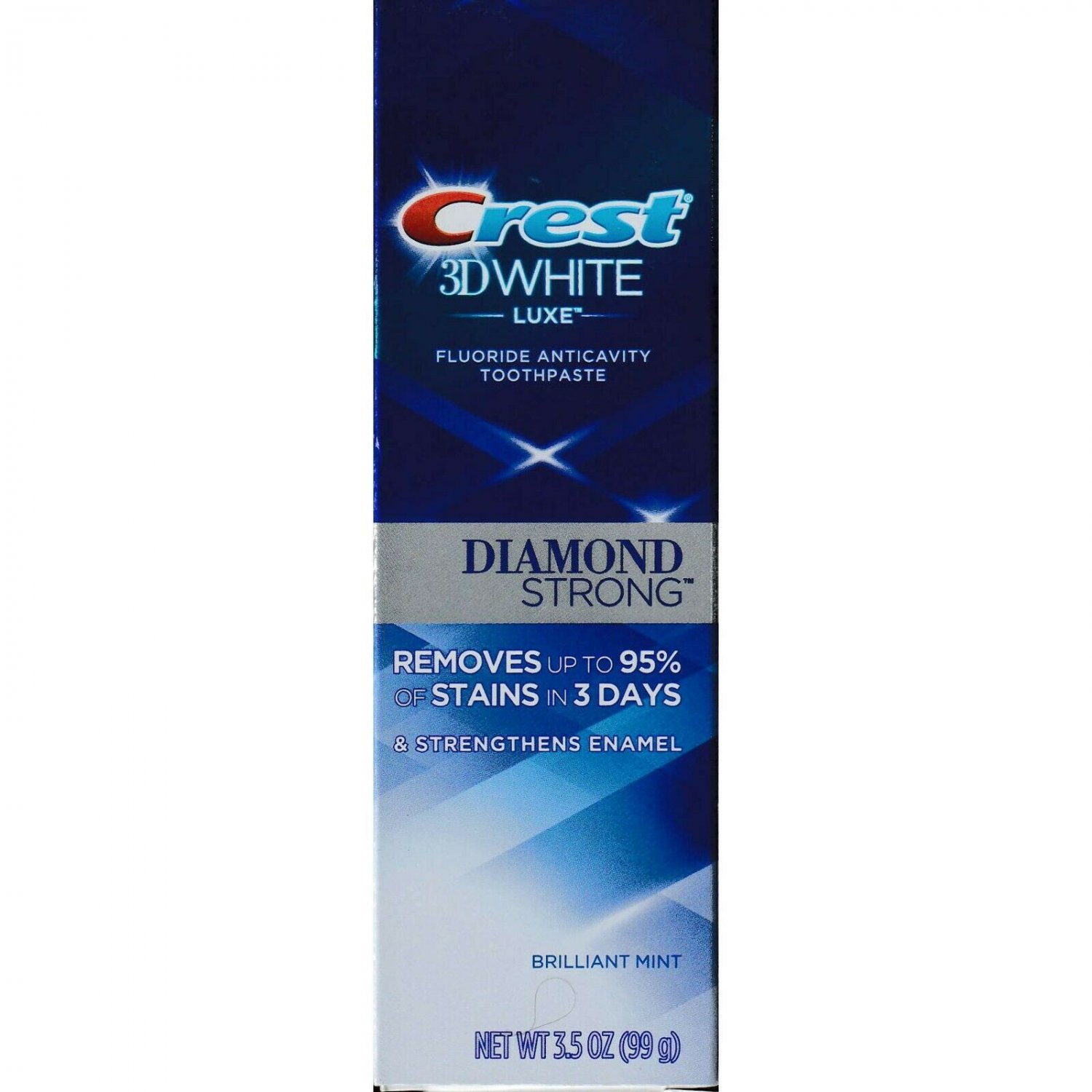 Crest 3D White -LUXE- Diamond Strong Toothpaste, Brilliant Mint, 99 g