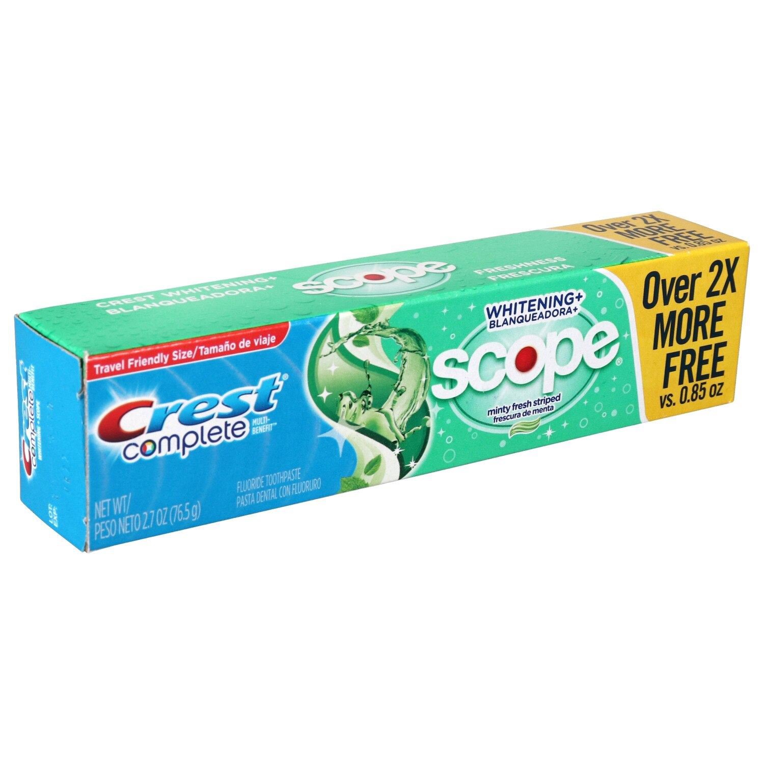 Crest Complete Whitening+ Scope Toothpaste, Minty Fresh Striped, 2.7 oz ...