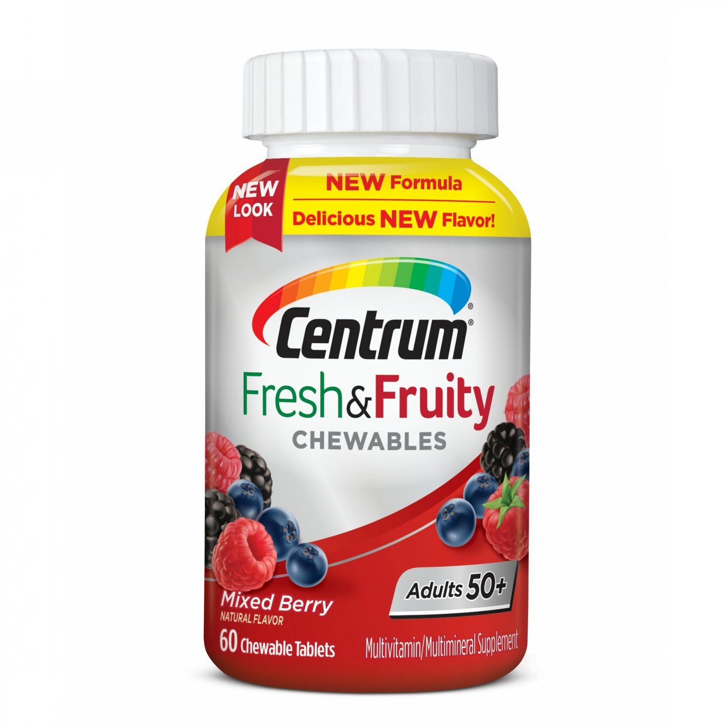 Centrum Fresh & Fruity Chewables, Adult 50+ Multivitamin, 60 Chewable ...