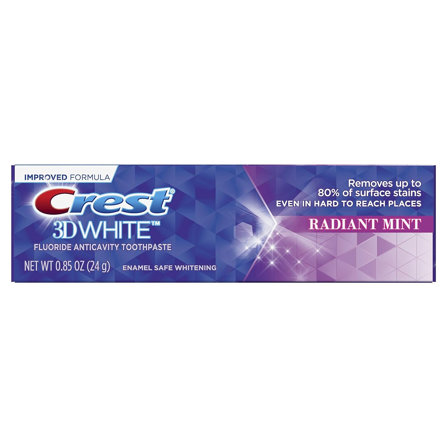Crest 3D White Radiant Mint Travel Toothpaste 0.85 Oz (24 g), Enamel ...