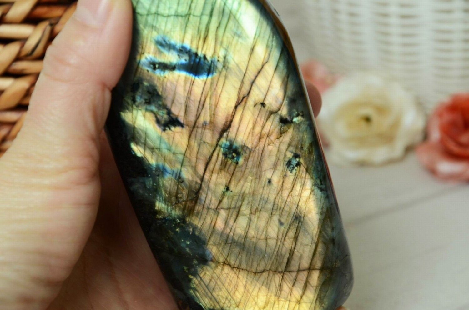 Yellow Labradorite Stone Polished Slab Rock Specimen Healing Crystal ...
