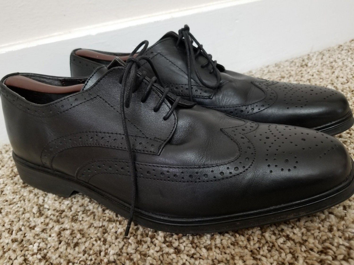 Premiato Mens Black Leather Wingtips Dress Shoes Size EU 46, US 12
