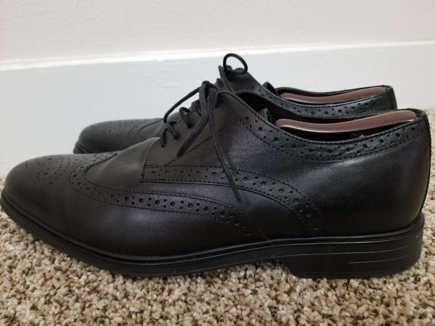 Premiato Mens Black Leather Wingtips Dress Shoes Size EU 46, US 12