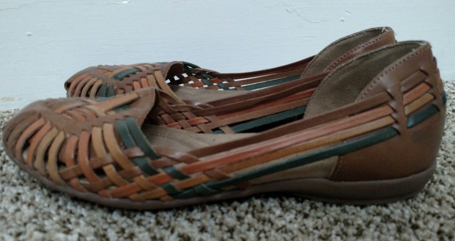 Naturalizer Brown Woven Leather Low Closed Back Sandals Size 9.5 M