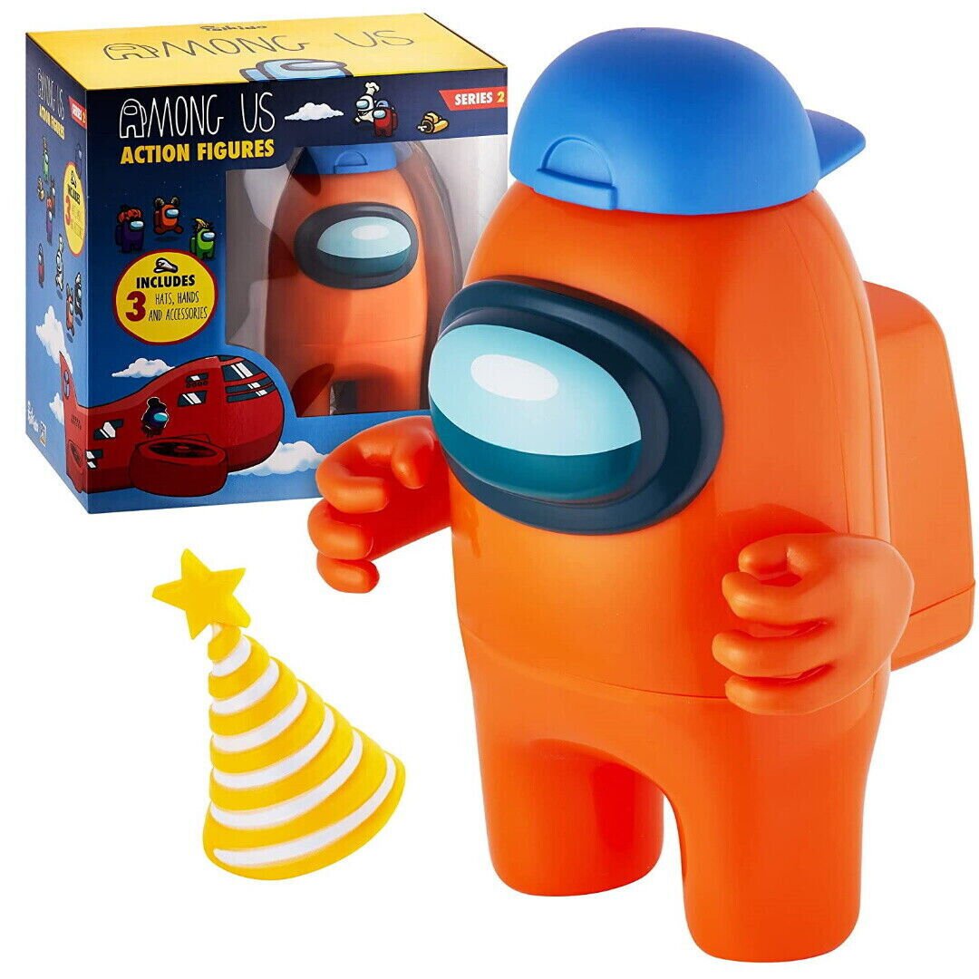Among Us Series 2 Action Figure Orange Crewmate Includes 2 Hats Hands ...