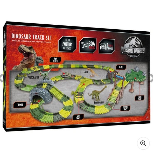 Jurassic World Dinosaur Track Set And 3 Dinosaur Figures