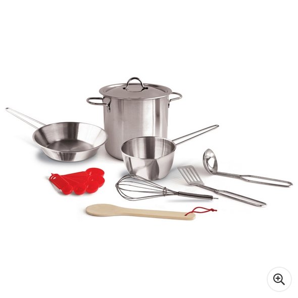 Kitchen Corner Stainless Steel Cooking Utensils Play Set