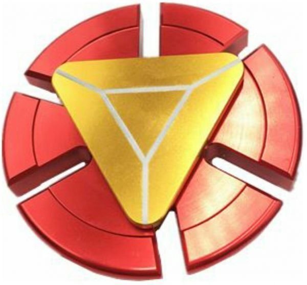 Fidget Spinner, Iron Man, Shield, Red, Spiral, Stress Reliever, Gold, Brain
