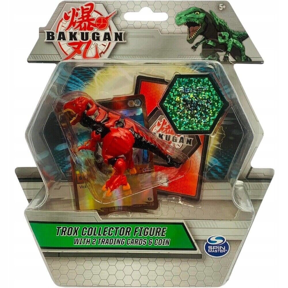 Bakugan Trox Collectible Figure (Red) with 2 Trading Cards and...