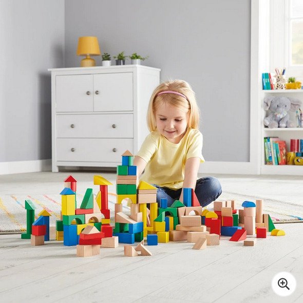 Squirrel Play 50-Piece Wooden Building Blocks for Kids