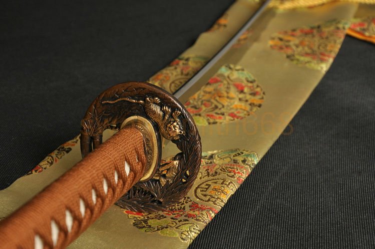 41" Handmade Japanese Samurai Tiger Sword KATANA Clay Tempered Full ...