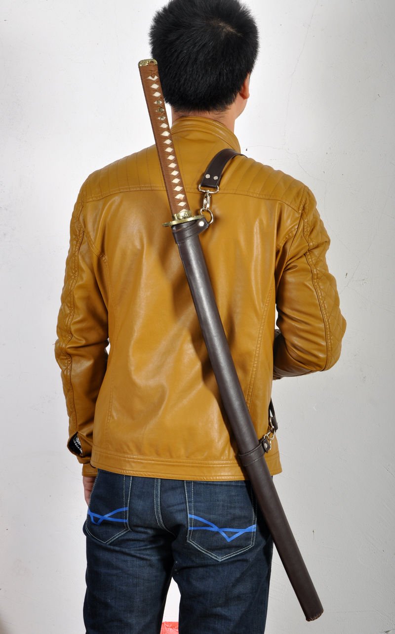 DAMASCUS 8192LAYERS BLADE LEATHER STRAPS SAYA JAPANESE REAL SWORD ...