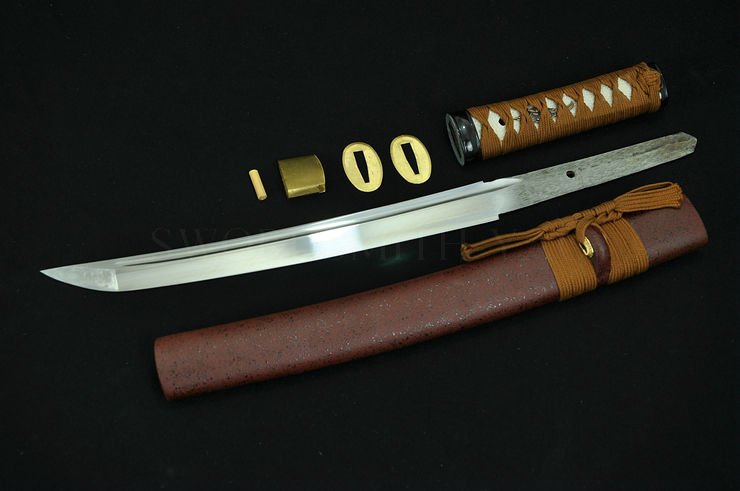 20" HAND FORGED JAPANESE SAMURAI TANTO SWORD MUSASHI TSUBA FULL TANG BLADE