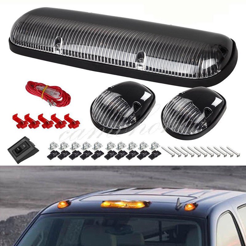 3x Smoke Cab Maker Roof Running Amber LED Lights For Chevy Silverado ...