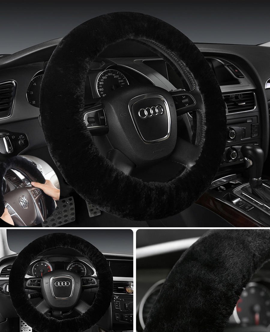 Universal Car Winter Warm Wool Steering Wheel Cover Woolen Comfortable ...